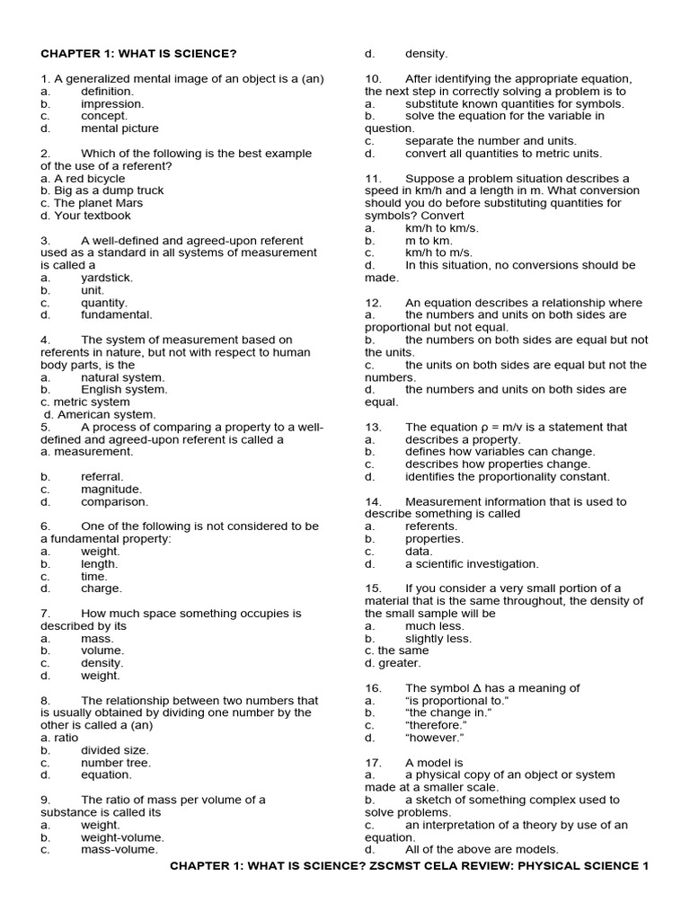 Chapter 1 What is Science Zscmst Cela Review Physical Scienc | PDF ...
