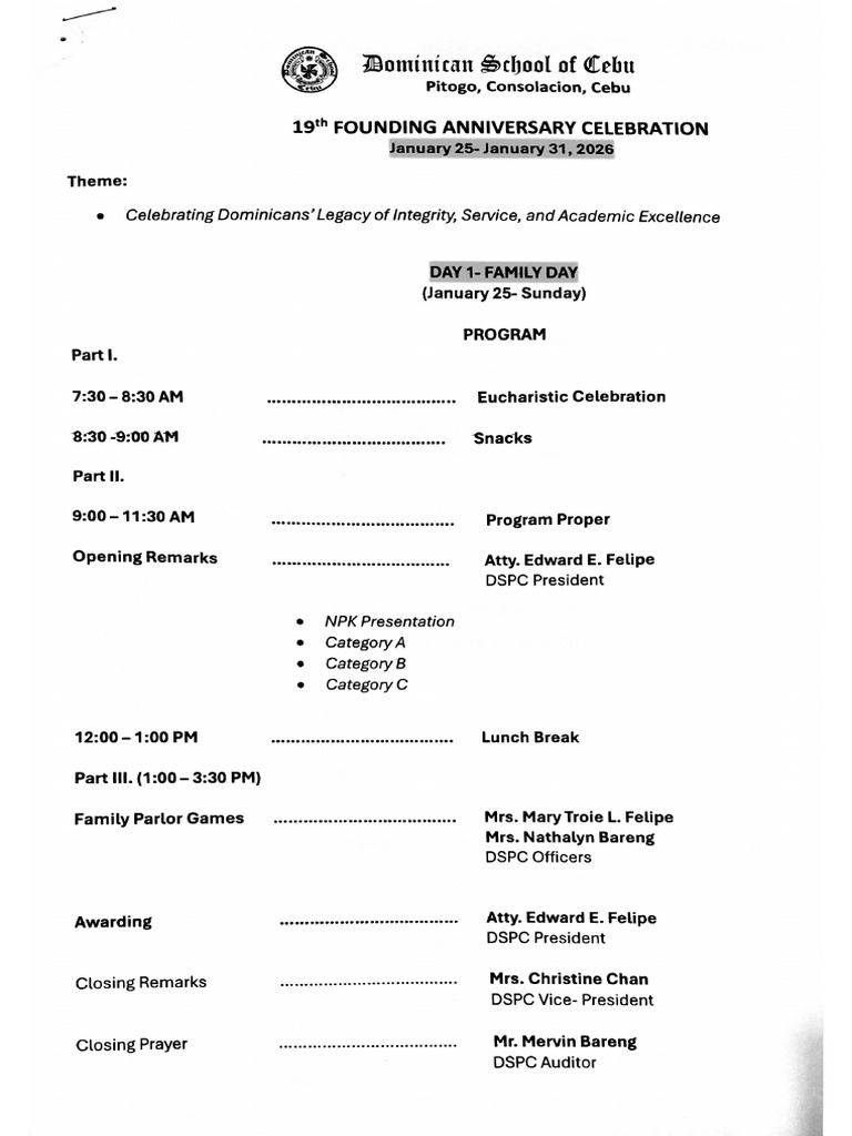 Foundation Week Program | PDF