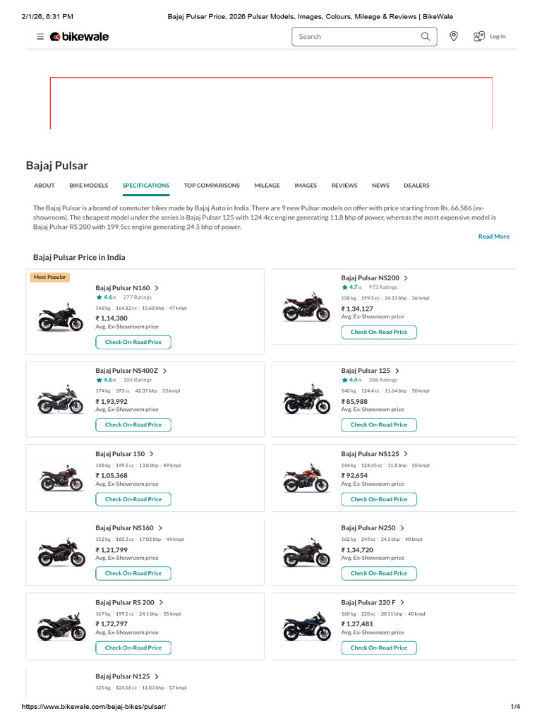 Bajaj Pulsar Price, 2026 Pulsar Models, Images, Colours, Mileage ...