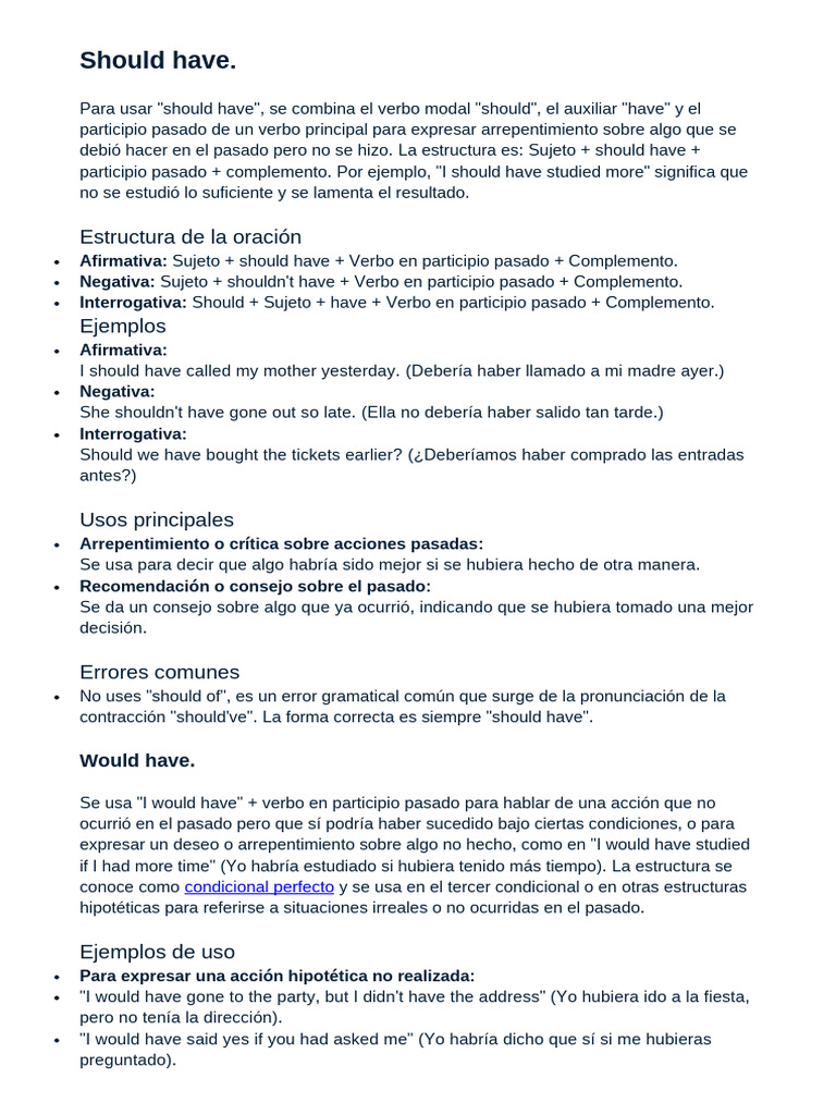Should Have | PDF | Verbo | Asunto (gramática)