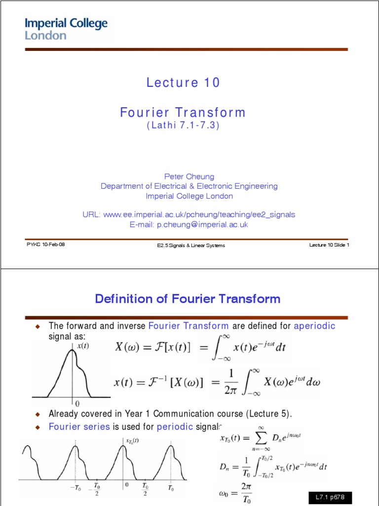 Lesson6b Fourier Transform | PDF | Fourier Transform | Spectral Density