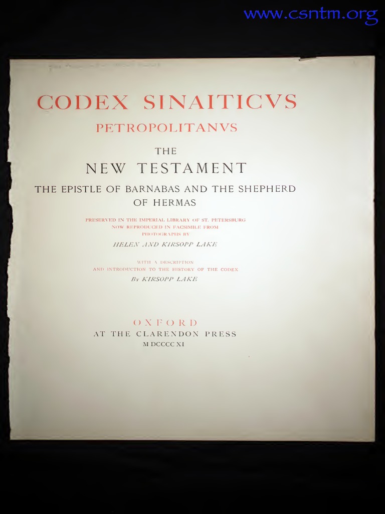 Codex Sinaiticus Petropolitanus, The New Testament The Epistle of ...