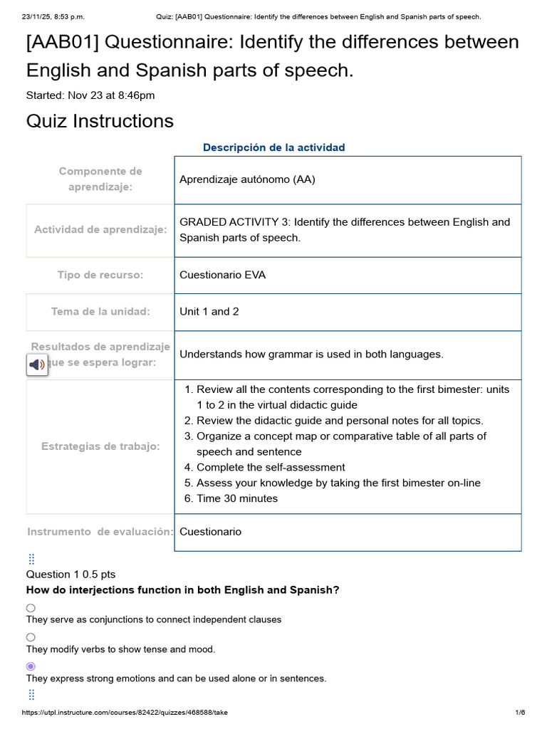 Quiz - (AAB01) Questionnaire - Identify The Differences Between English ...