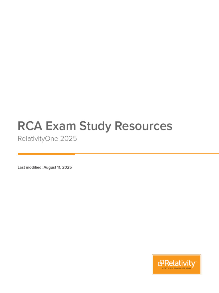 Relativity - RCA Exam Study Resources - RelativityOne 2025 | PDF ...