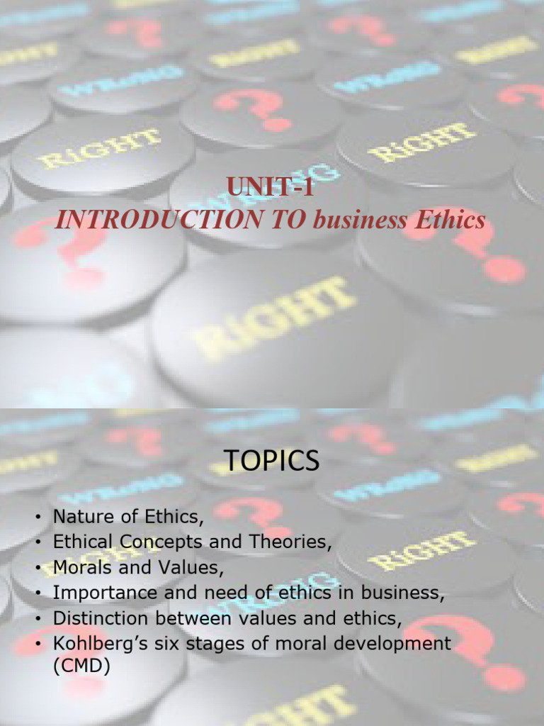 Unit 1 Introduction To Business Ethics - Material | PDF | Morality ...