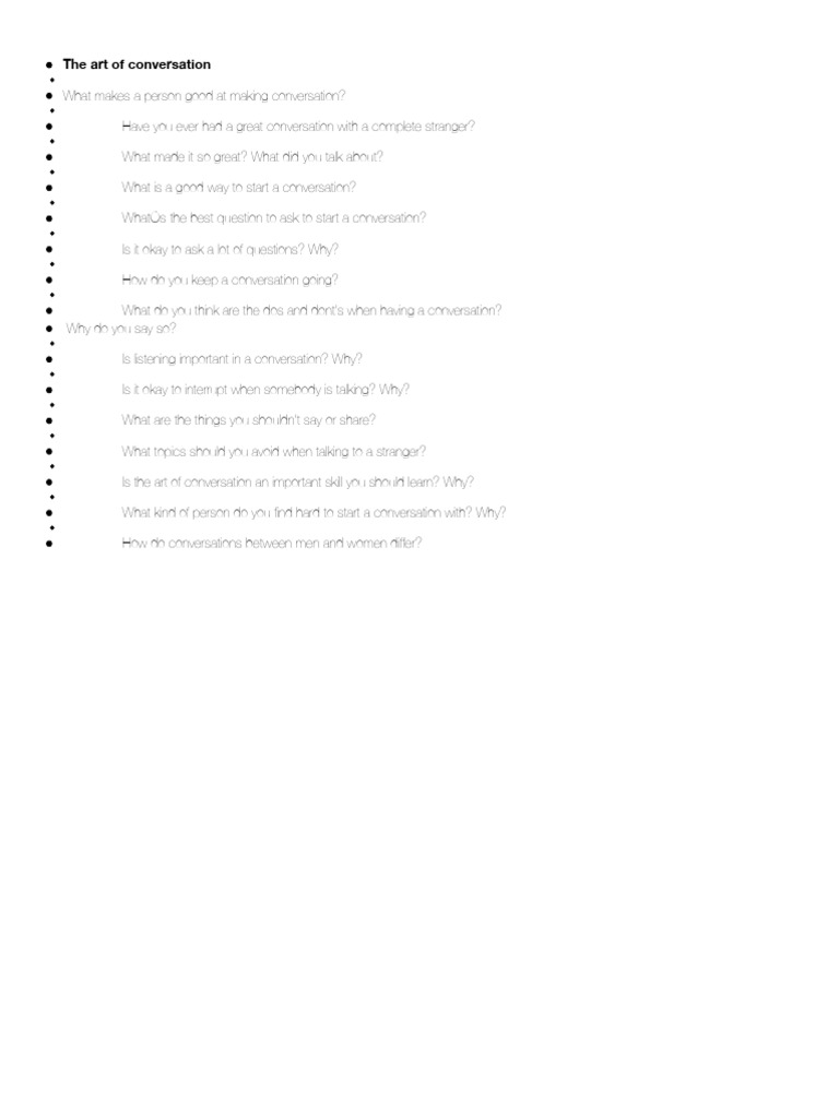The Art of Conversation | PDF