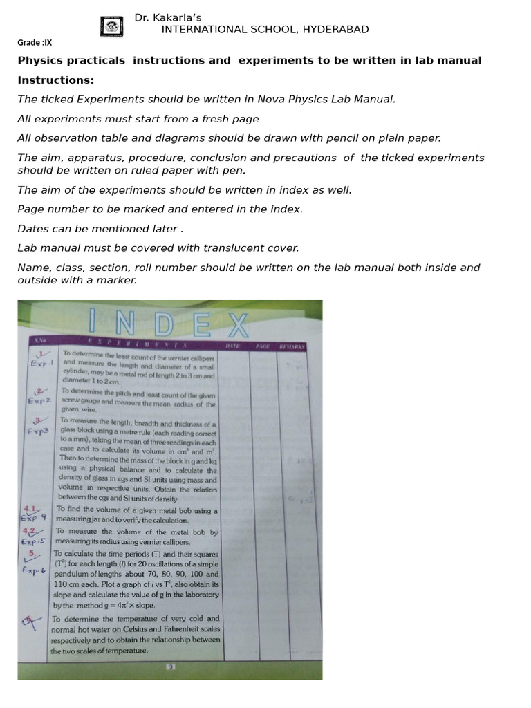 9th Physics Practical Instruction (1) | PDF