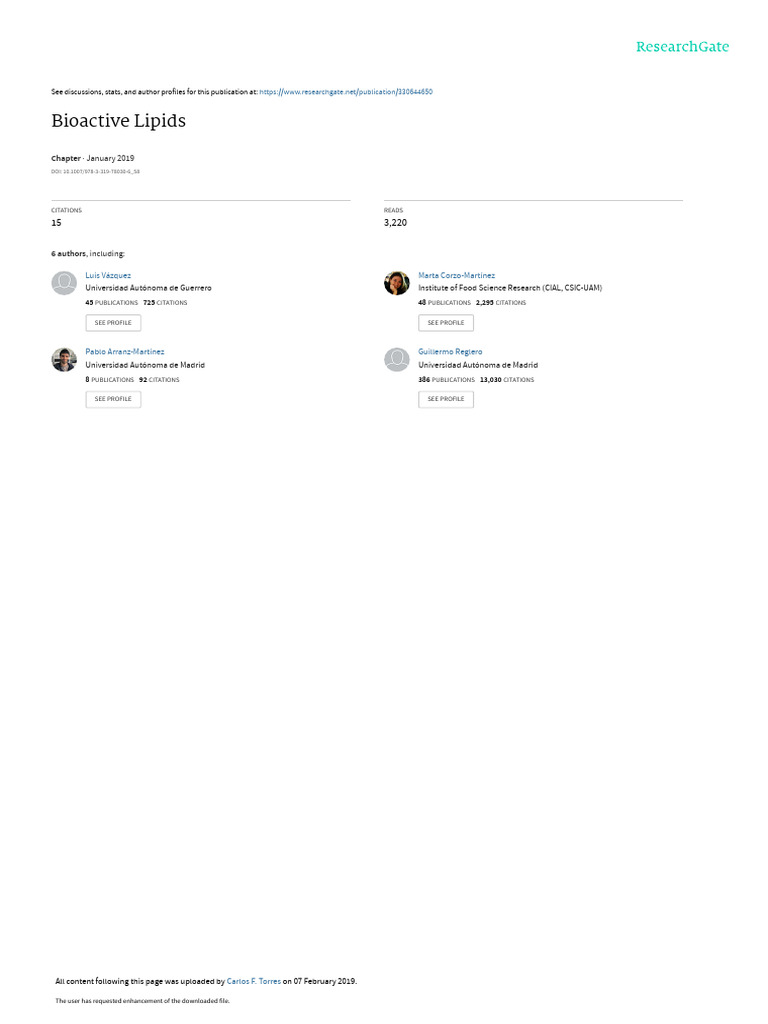 Bio Active Lipids | PDF | Lipid | Cell Membrane