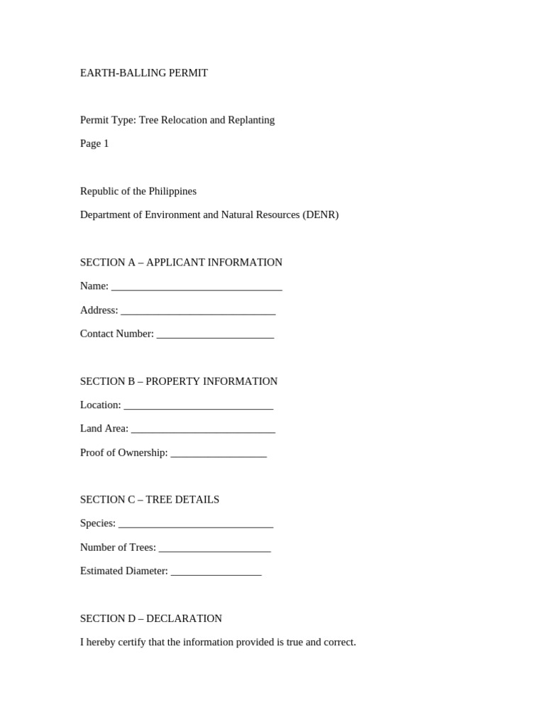 Earth Balling Permit | PDF