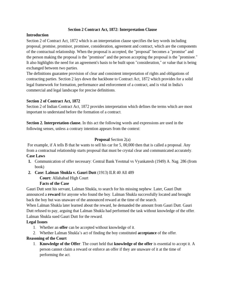 Section 2 Contract Act | PDF | Consideration | Justice