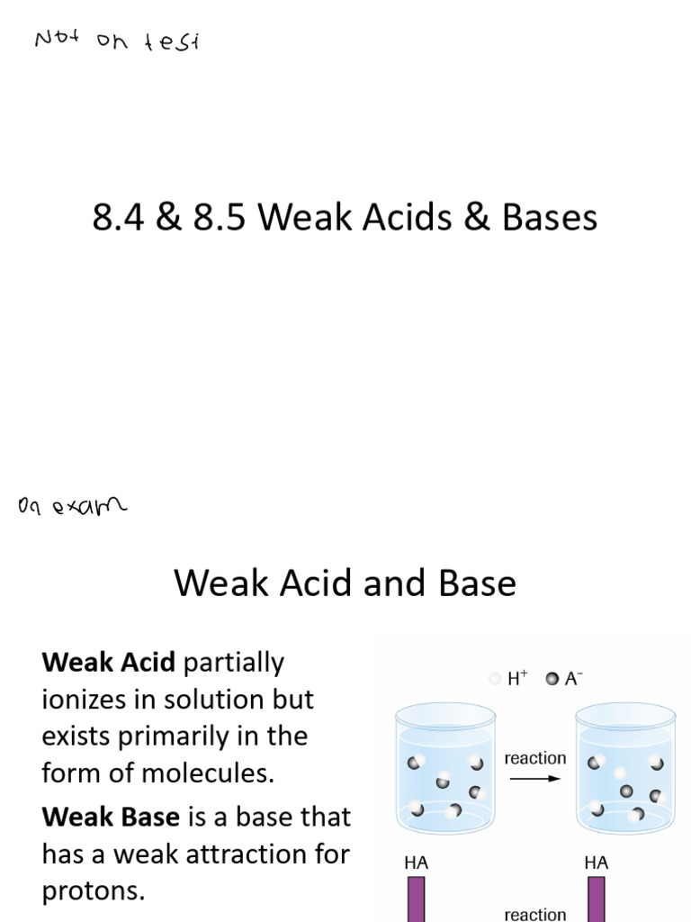 8.4 & 8.5 Weak Acids & Bases | PDF | Acid | Ph
