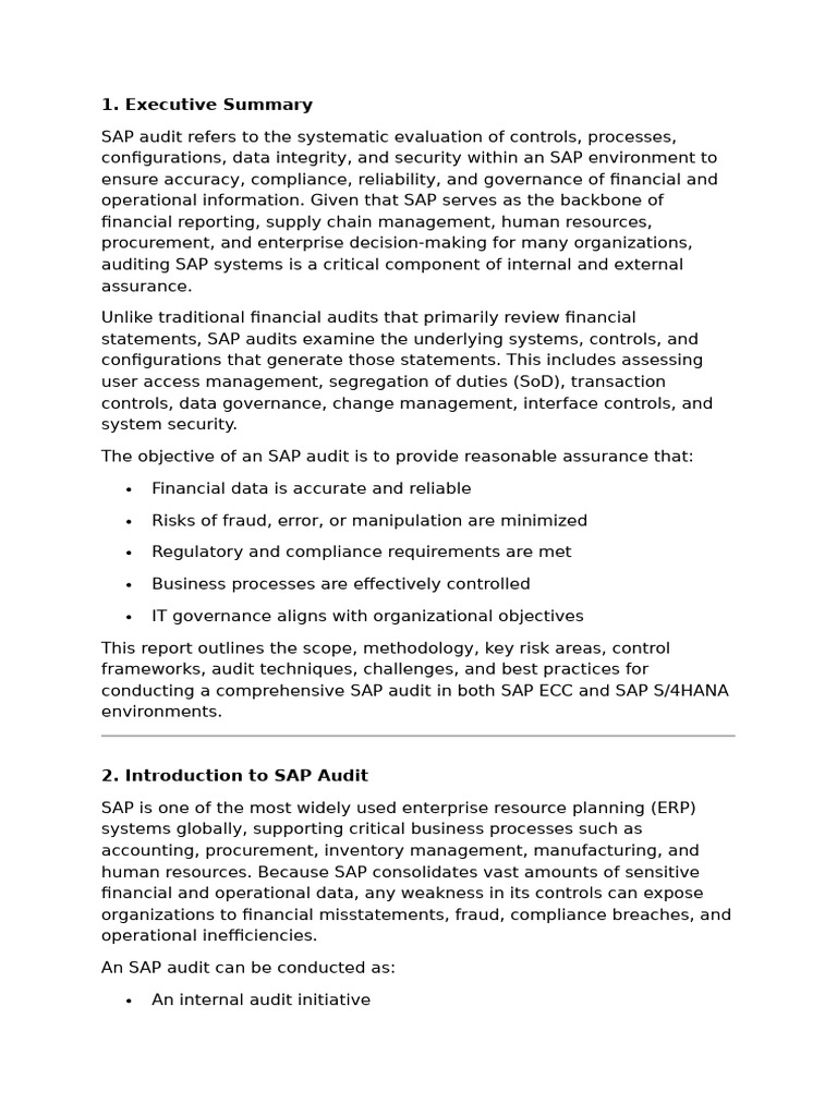 SAP Audit Management - Report | PDF | Audit | Internal Control