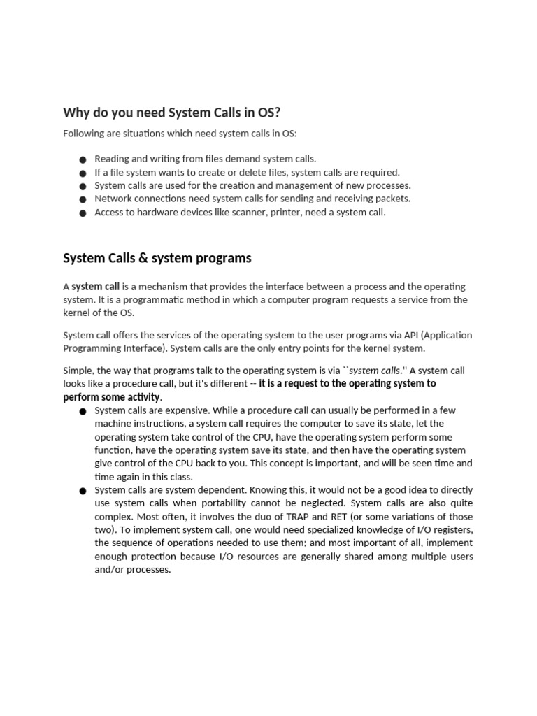 System Calls, Types of System Calls | PDF | Operating System | Programming