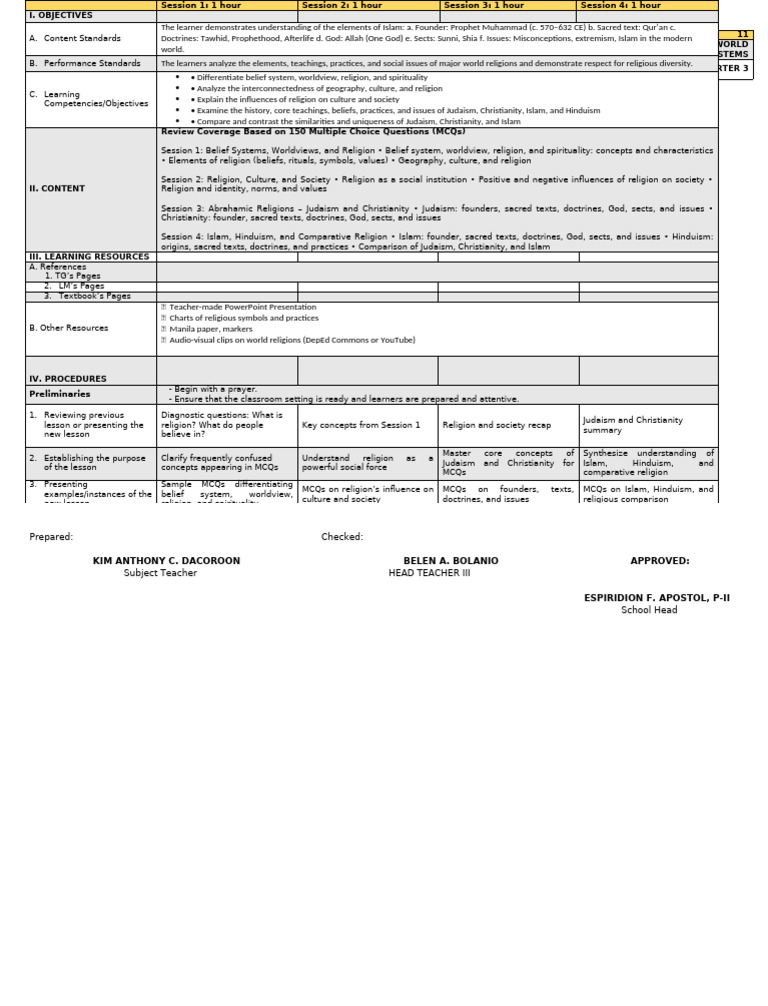 Religion3rdQrtr SY 25-26 Wk9 | PDF | Religious Texts | Spirituality