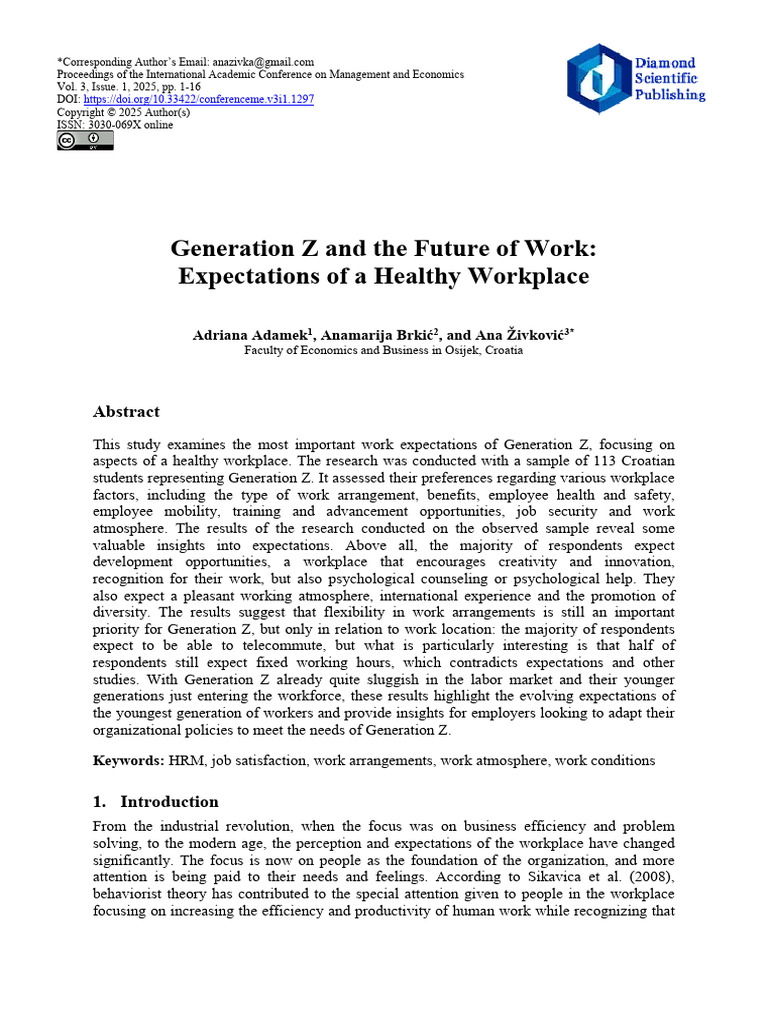 Generation Z and The Future of Work Expectations o | PDF | Employment ...