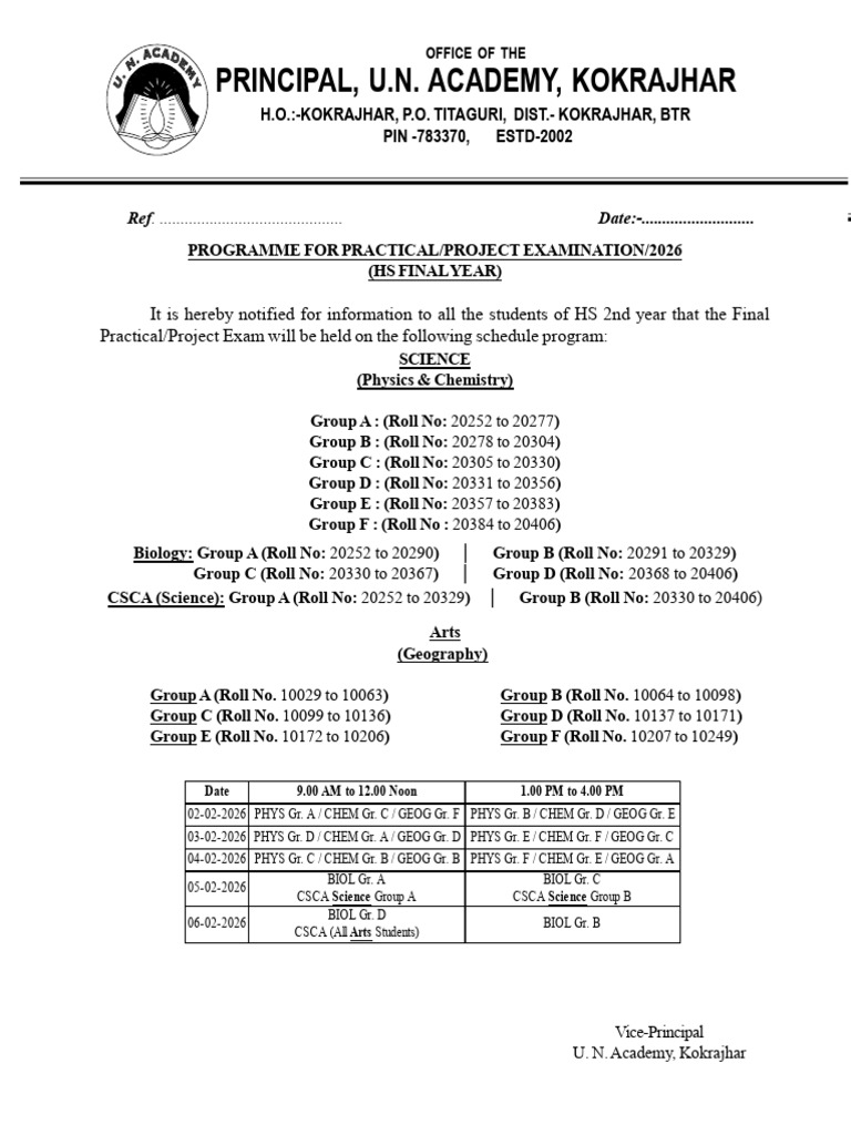 HS Final Practical Exam (Science & Arts) | PDF