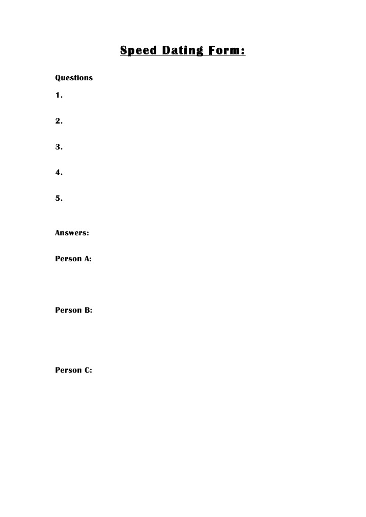 Speed Dating Form | PDF