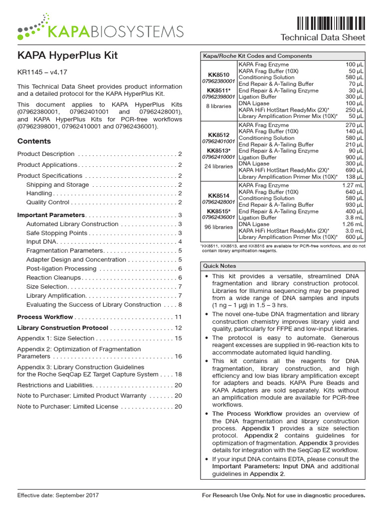 KAPAHyper Plus Protocol | PDF | Polymerase Chain Reaction | Dna Sequencing