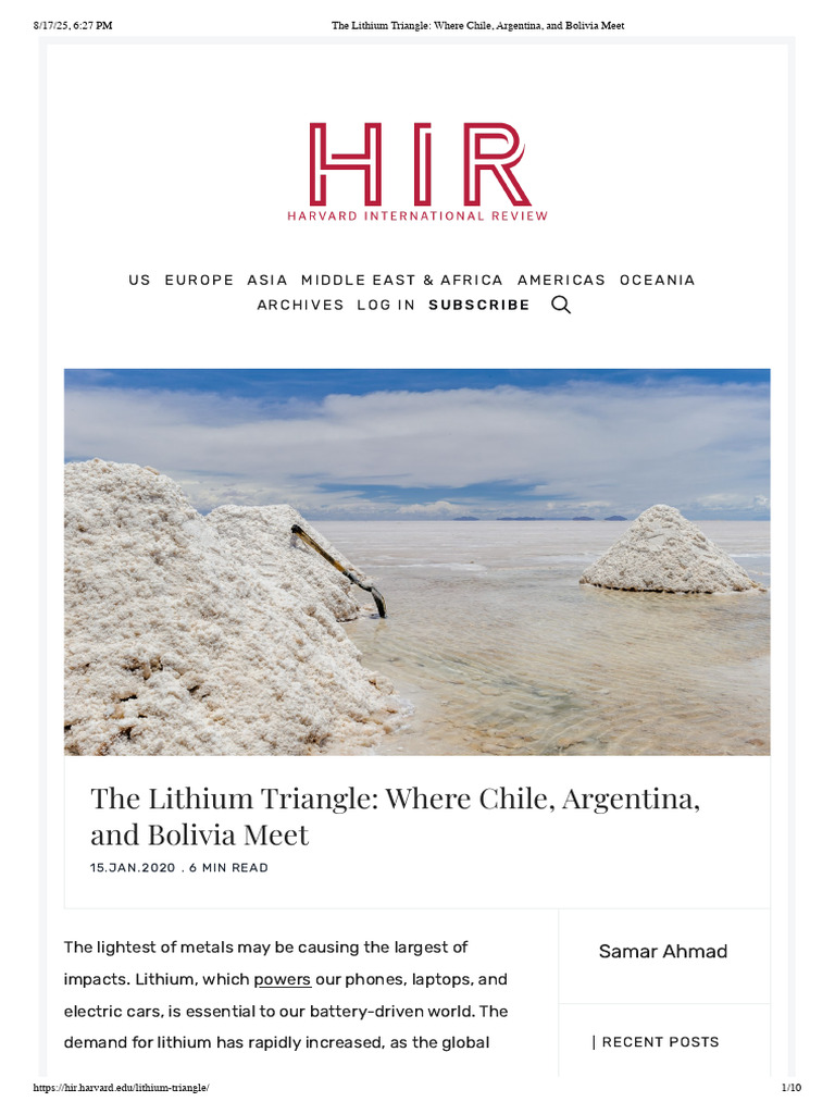 The Lithium Triangle - Where Chile, Argentina, and Bolivia Meet | PDF ...