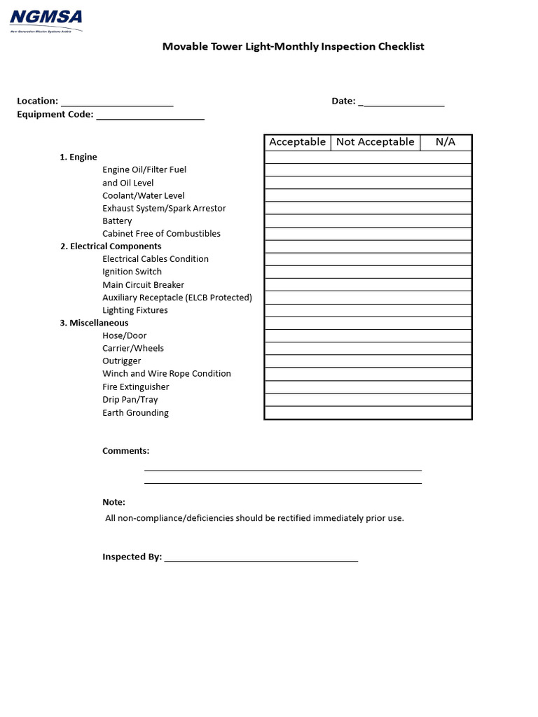 Tower Light Checklist | PDF