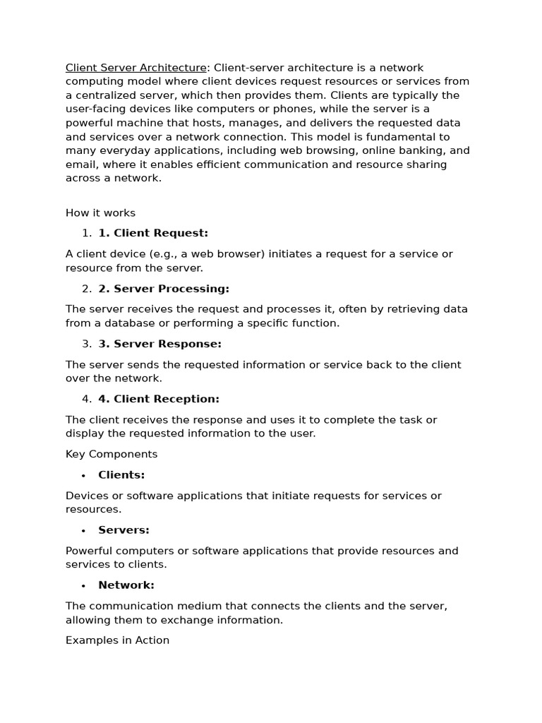 Client Server Architecture | PDF