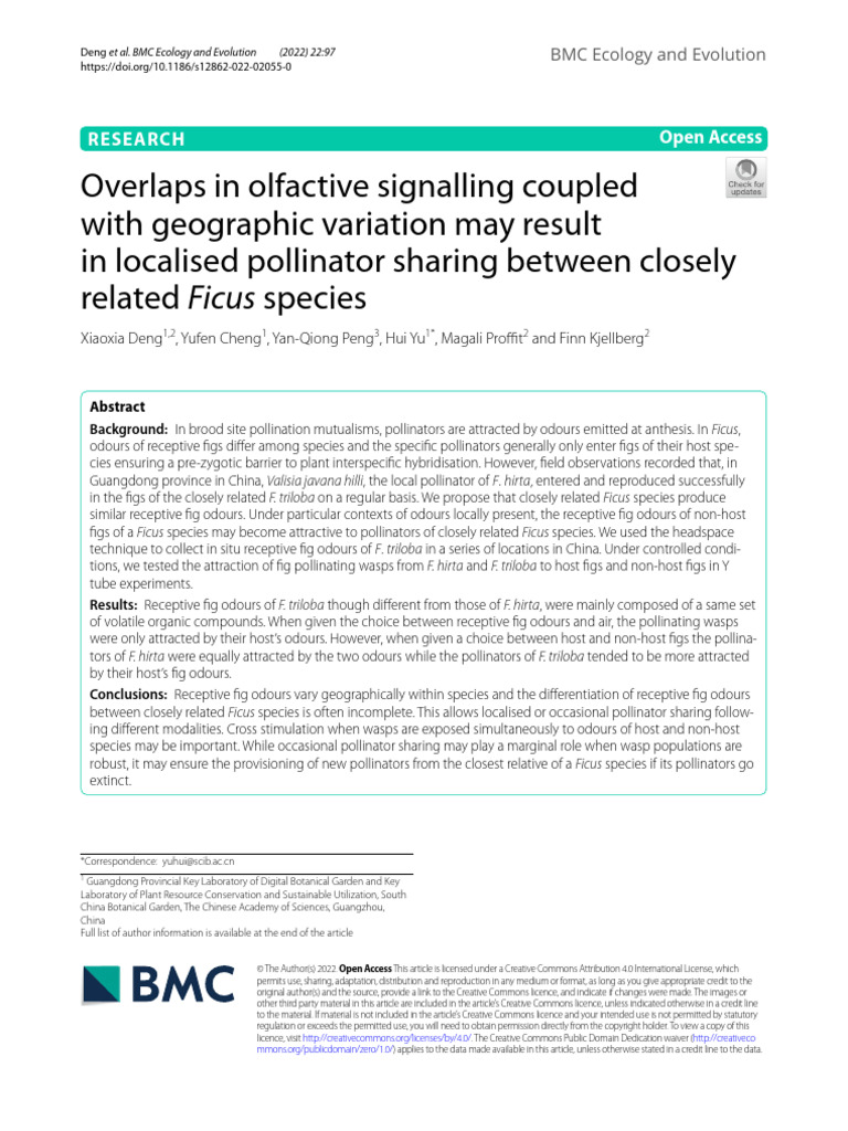 Overlaps in Olfactive Signalling Coupled With Geographic Variation May ...