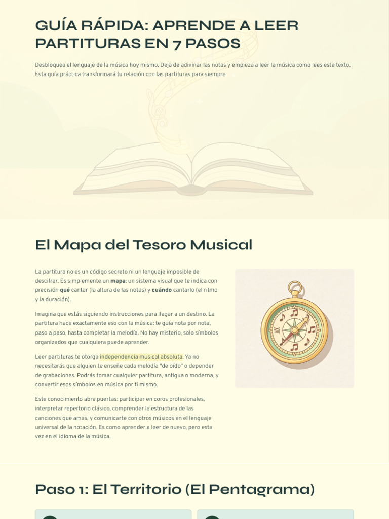 Guía Rápida Aprende A Leer Partituras en 7 Pasos | PDF | Clave | Ritmo