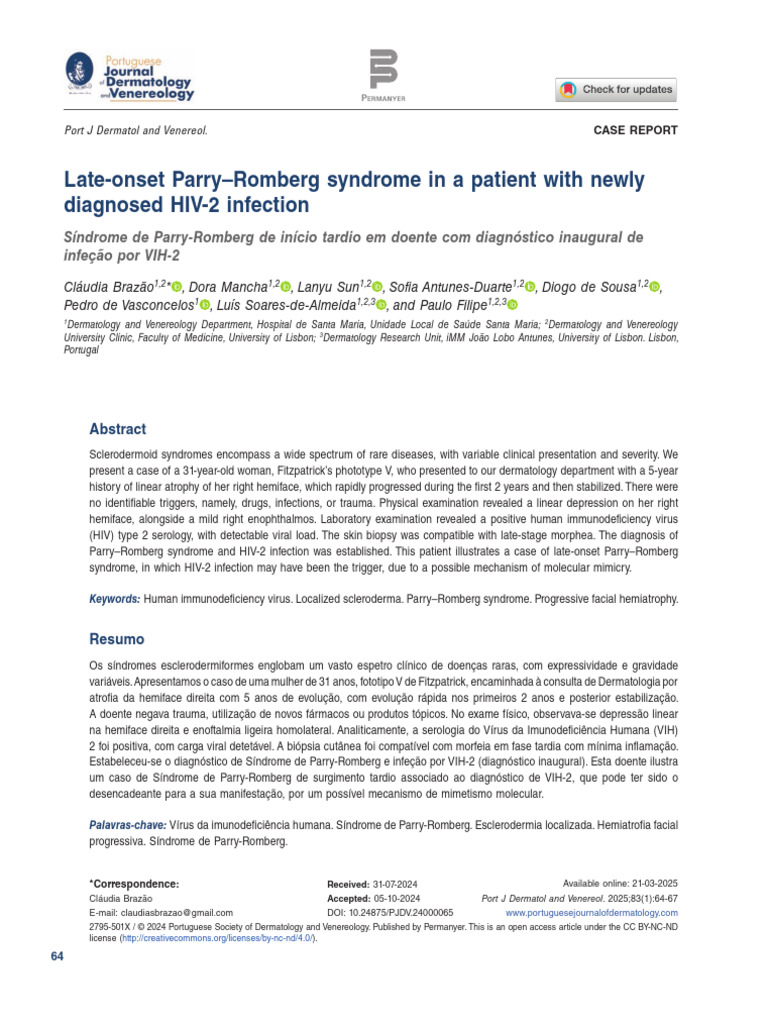 Late-Onset Parry-Romberg Syndrome in A Patient With Newly Diagnosed HIV ...