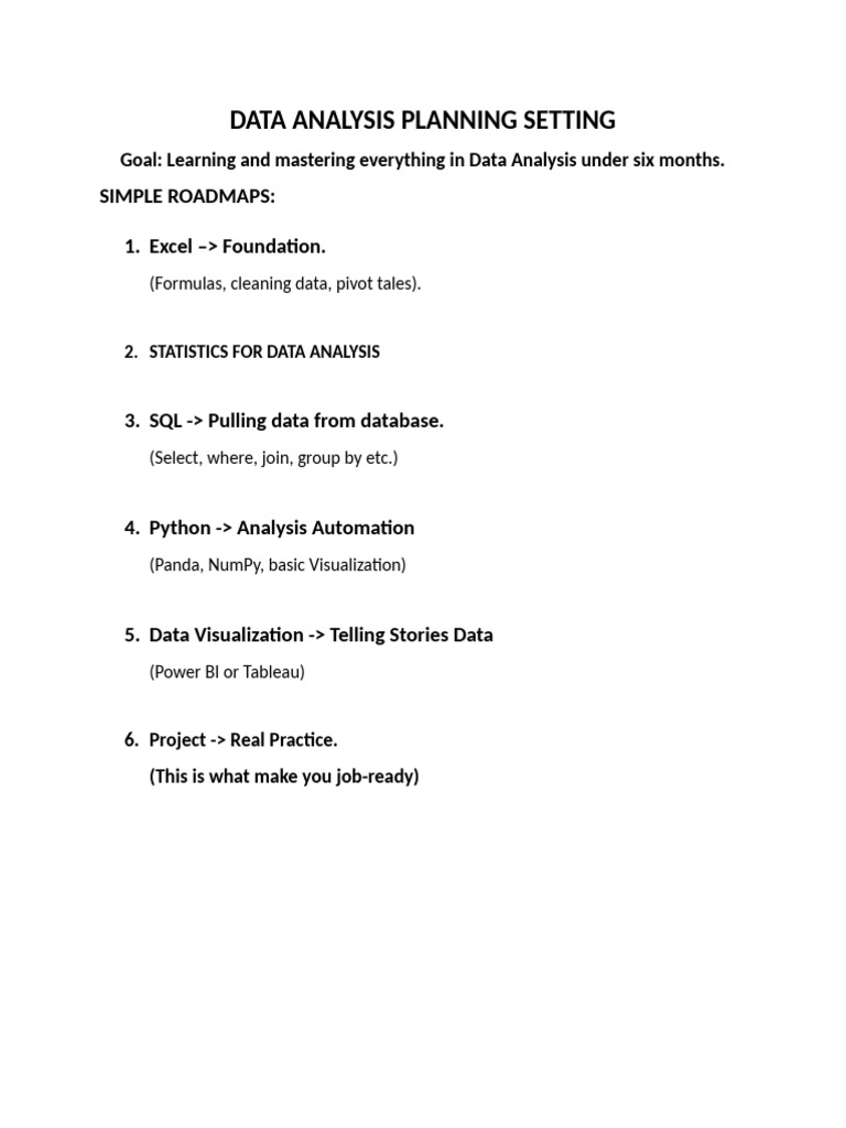 Data Analysis Planning Setting | PDF | Data Analysis | Microsoft Excel