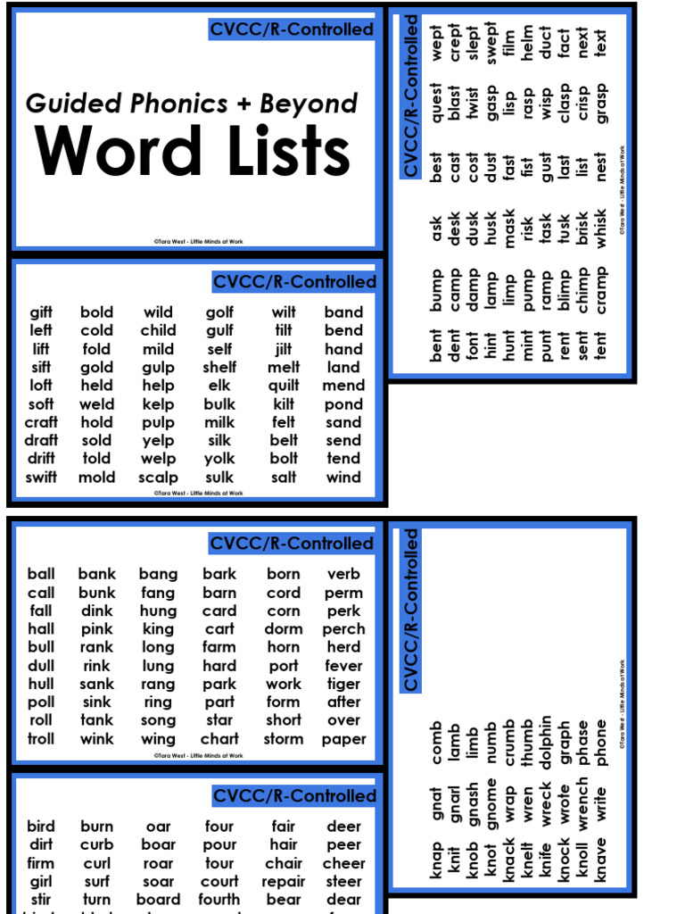 Guided Phonics Beyond Unit 5 Lists On A Ring | PDF