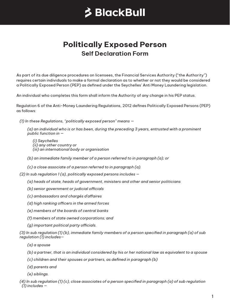 Politically Exposed Person PEP Form | PDF | Government | Justice