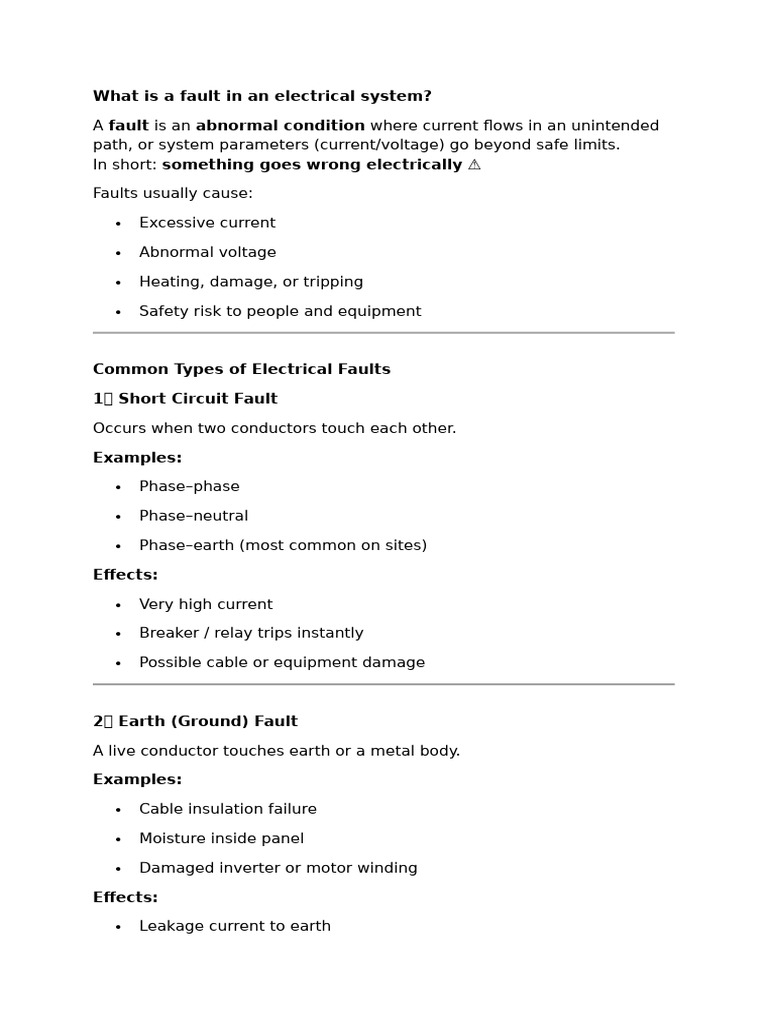 What Is A Fault in An Electrical System | PDF | Electrical Components ...
