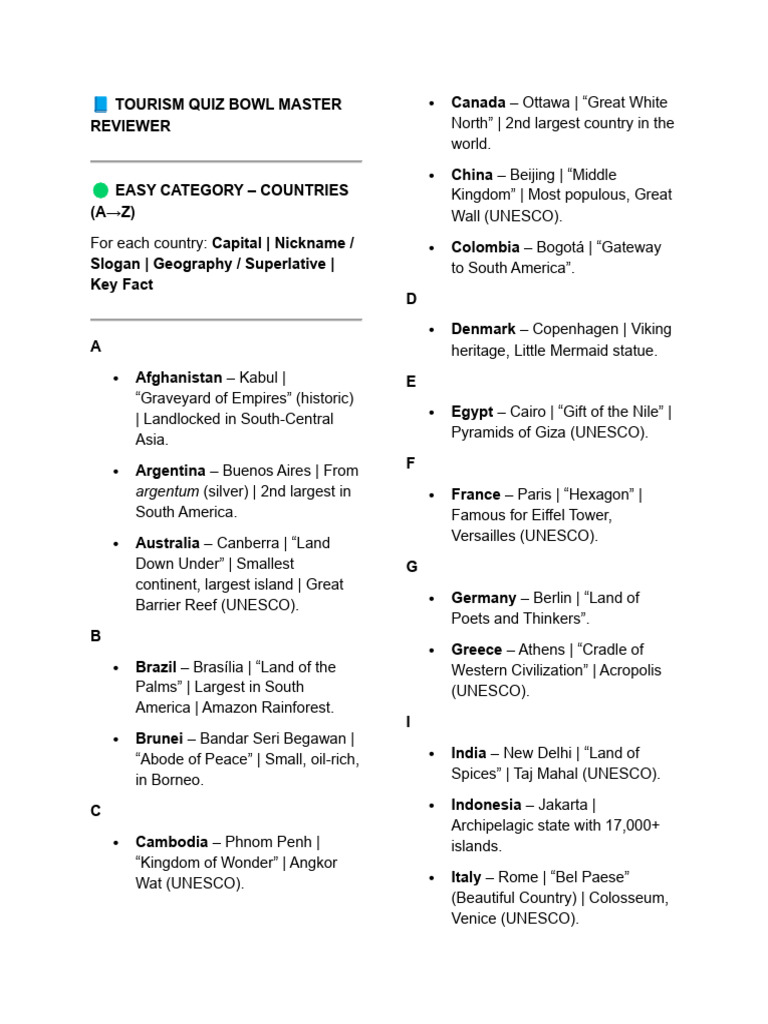 Quiz Bowl Reviewer | PDF | Philippines
