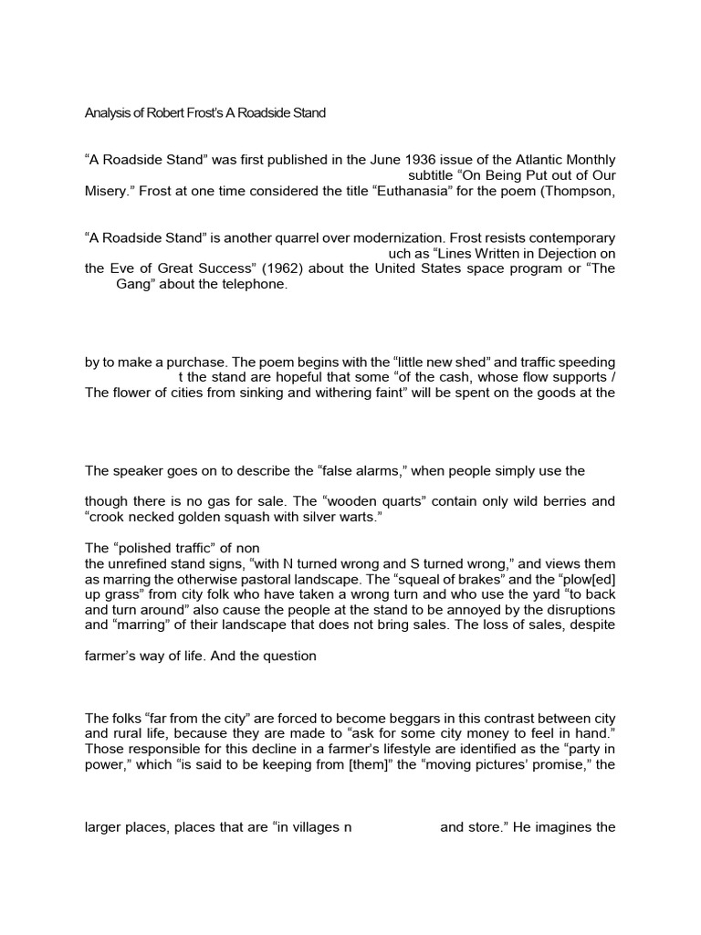 A Roadside Stand | PDF