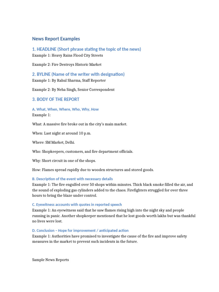 News Report With Examples | PDF