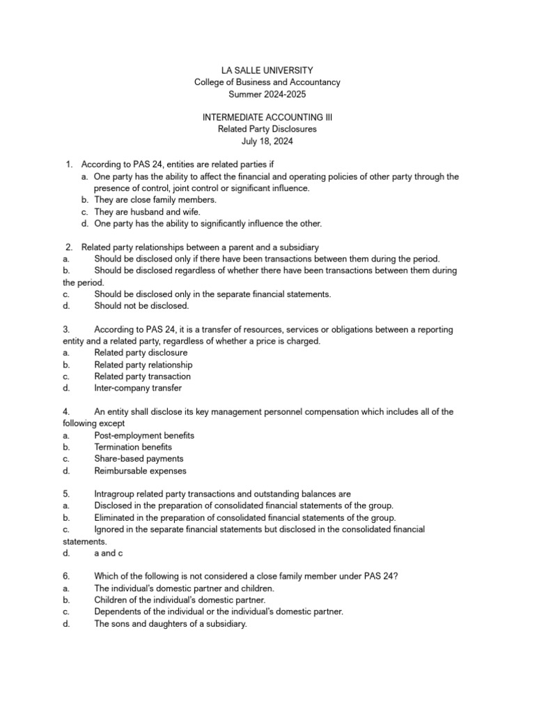A1 Related Party Disclosures | PDF | Financial Statement | Subsidiary