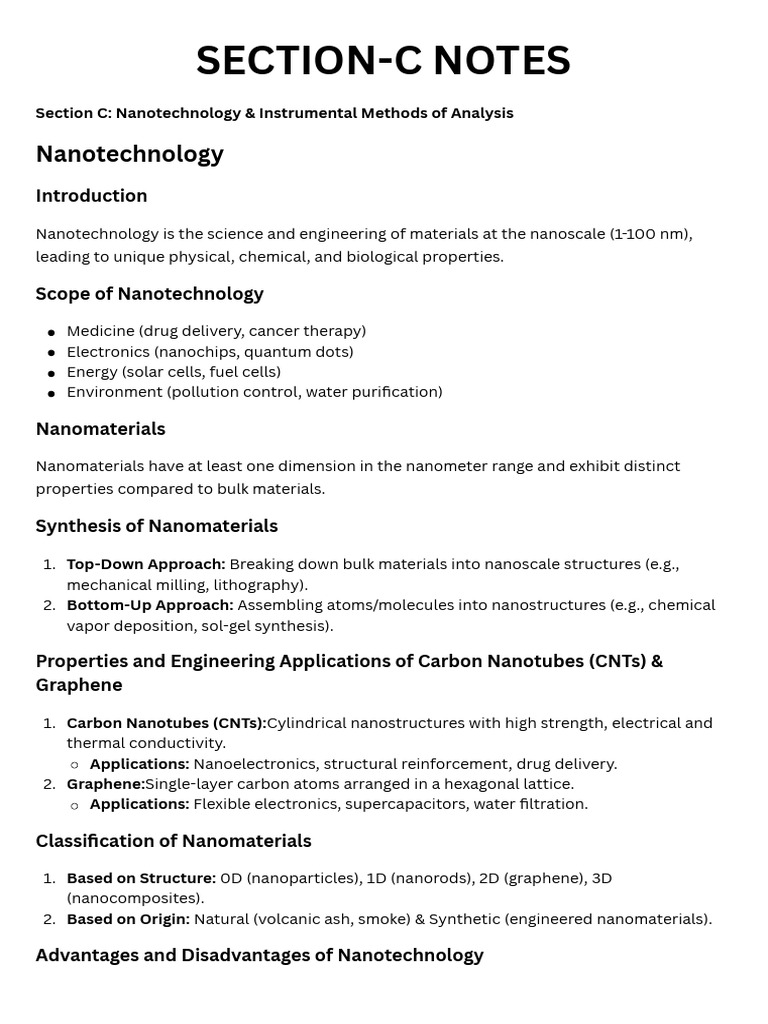 Section C Notes | PDF | Nanomaterials | Nanotechnology