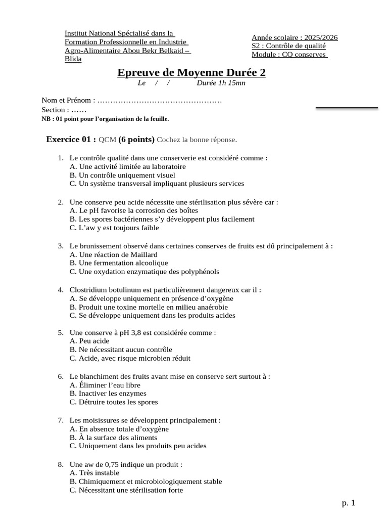 Emd CQ3 2025 | PDF | Fermentation | Bactérie