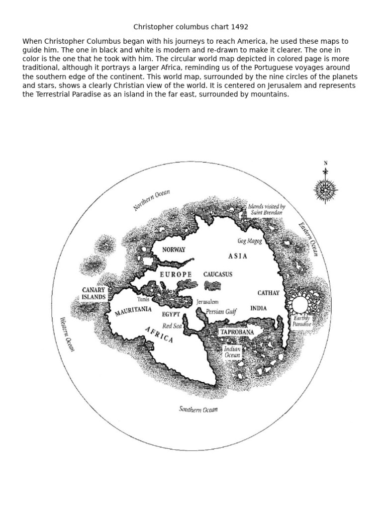 Christopher Columbus Chart 1492 | PDF