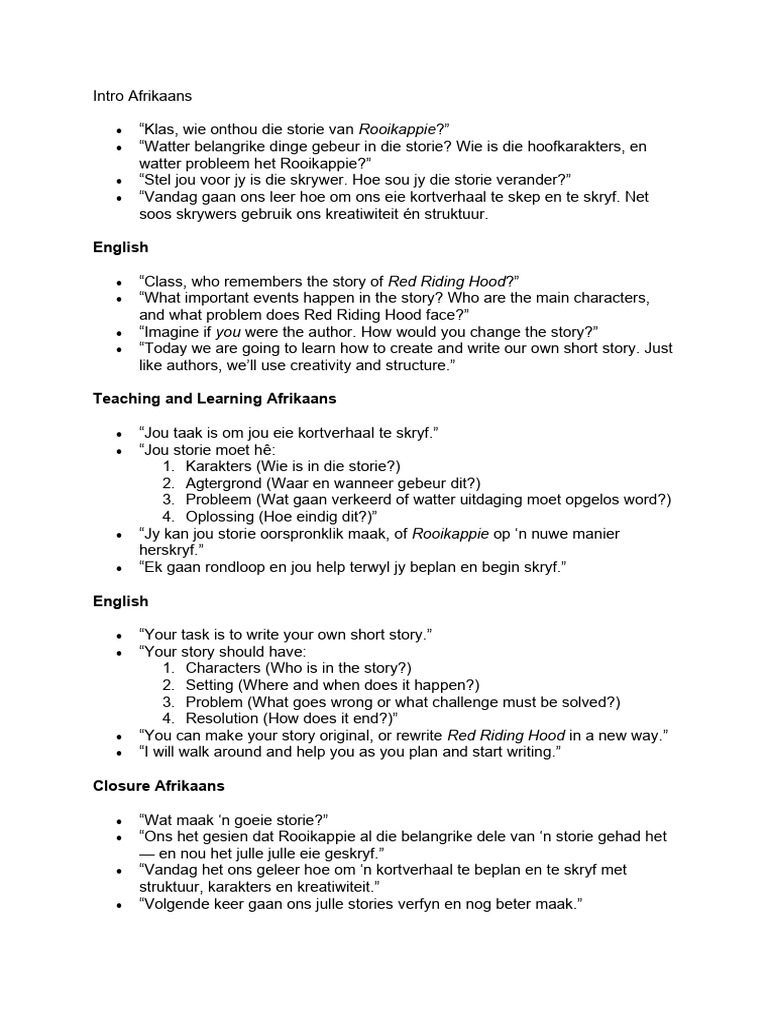 Afrikaans Lesson . | PDF
