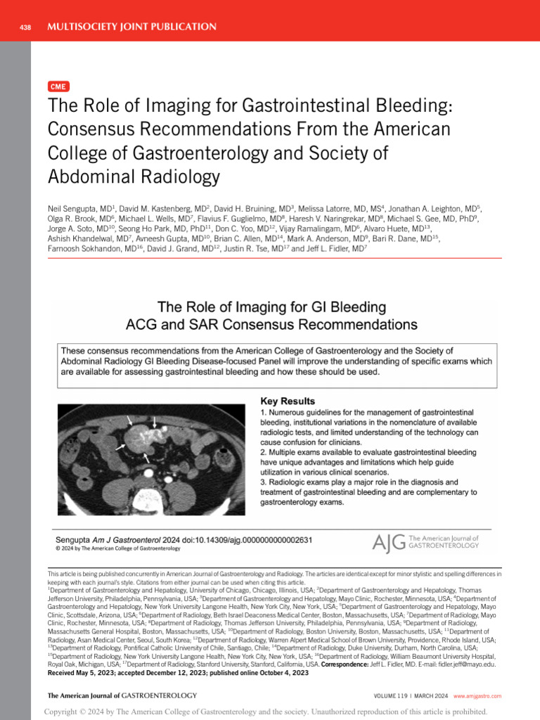 The Role of Imaging For Gastrointestinal Bleeding - ACG 2024 | PDF | Ct ...