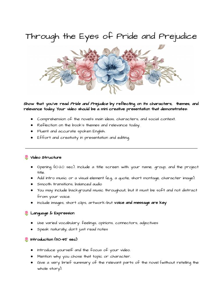 Pride and Prejudice Oral Activity | PDF | Pride And Prejudice | Mr. Darcy