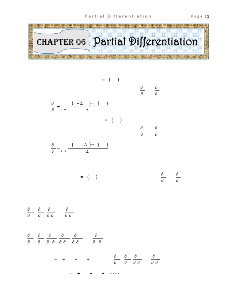 Chapter 06 (Partial Differentiation) | PDF | Derivative | Function ...