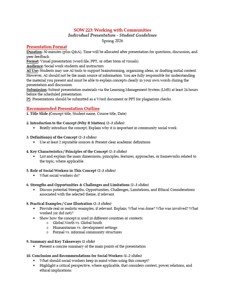 Individual Presentation - Student Guidelines - Updated | PDF | Concept ...