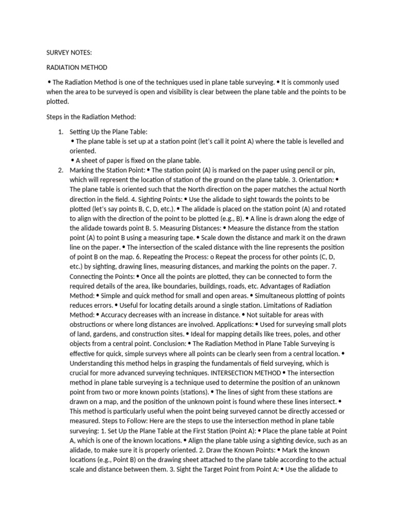Survey Notes | PDF | Surveying
