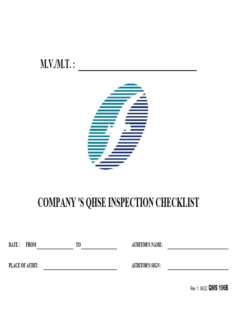 QMS 106B - QHSE Checklist | PDF | Pump