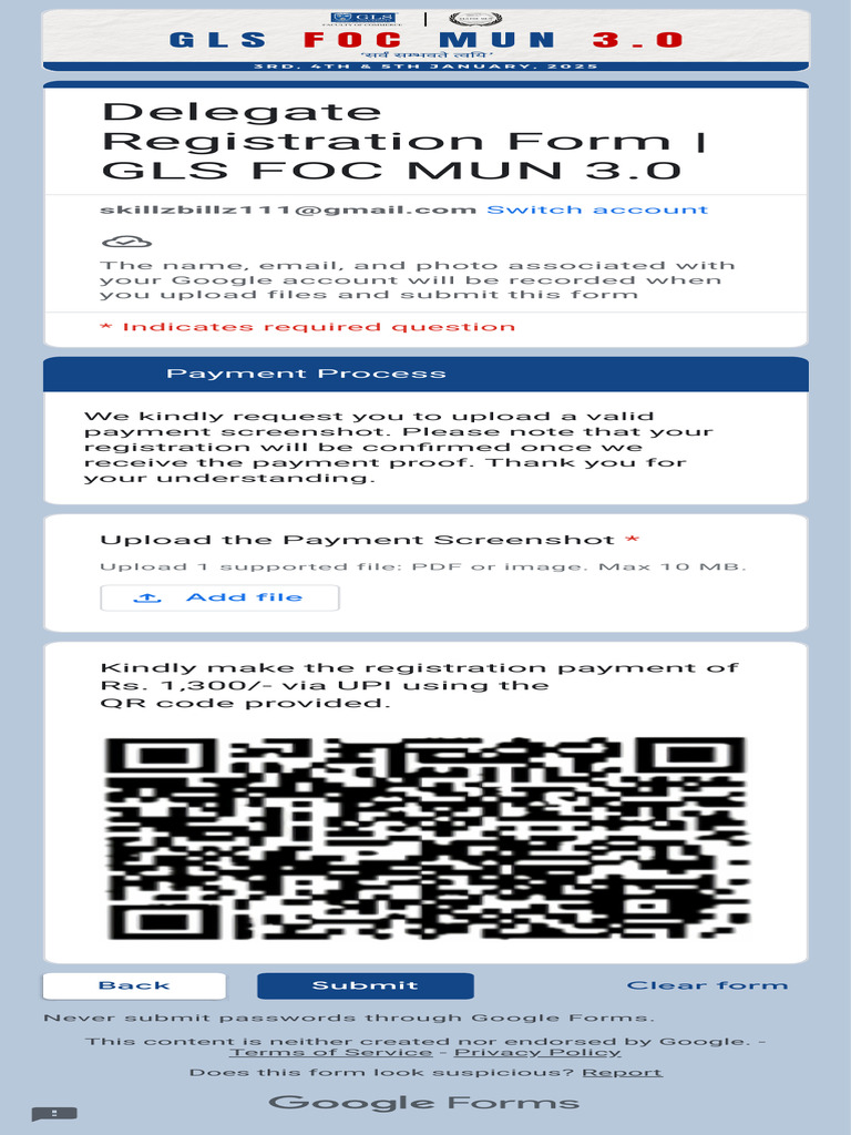 Delegate Registration Form GLS FOC MUN 3.0 | PDF