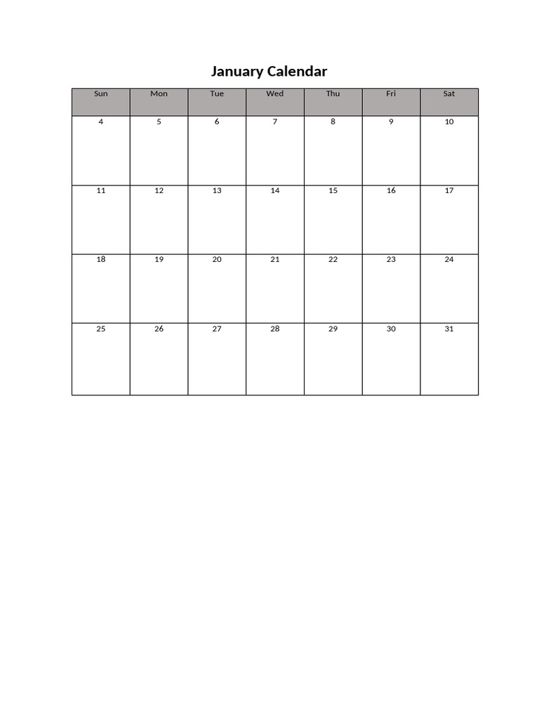 January Calendar | PDF
