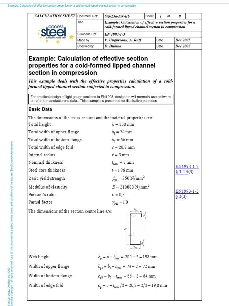 Access Steel - SX023a - Effective Section Properties of Steel Lipped ...