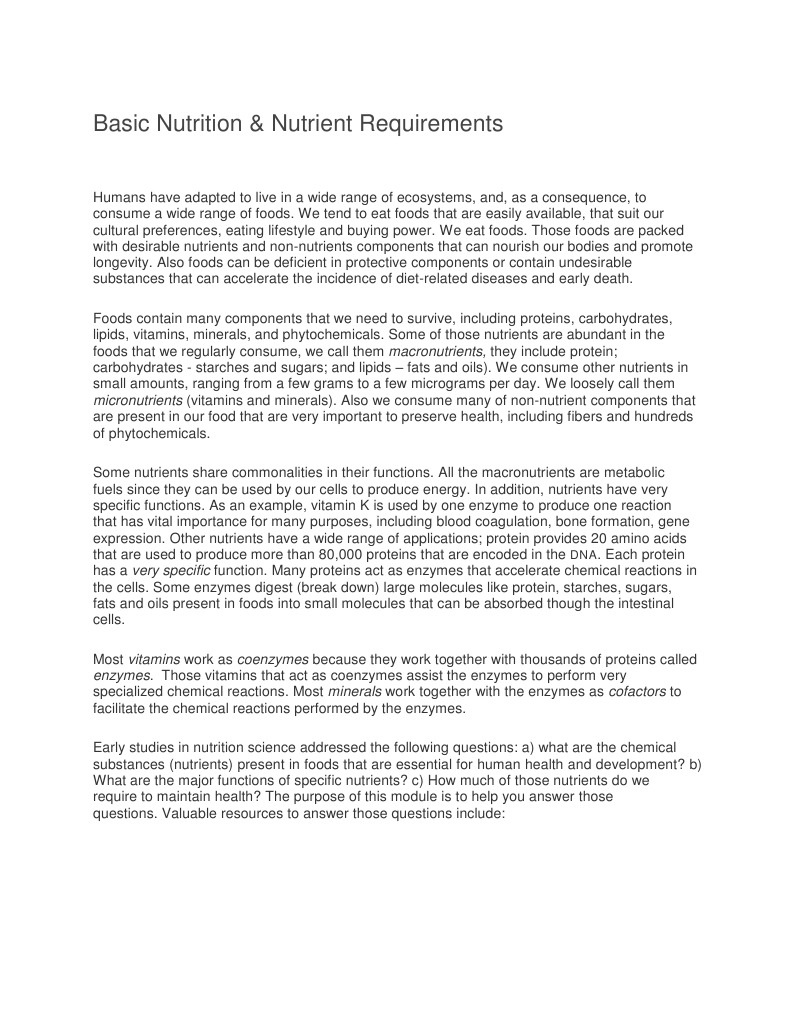 Basic Nutrition | PDF | Nutrients | Nutrition